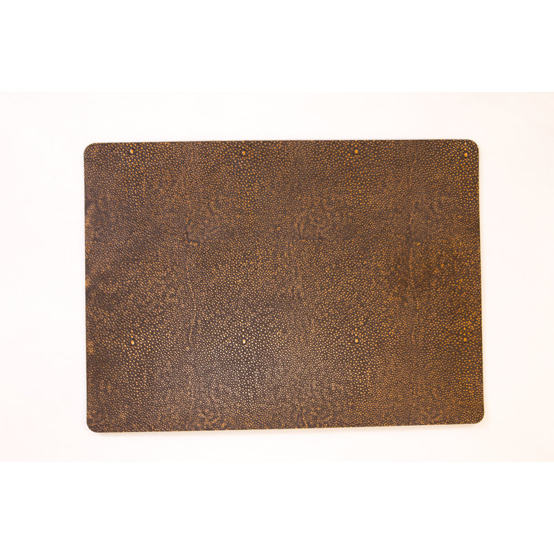 17 Stories Okahumpka Leather Rectangle Placemat Chocolate Shagreen (Set of 2) | Wayfair